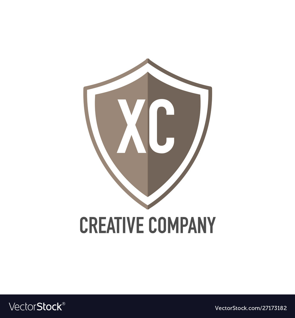 Initial letter xc shield design loco concept Vector Image