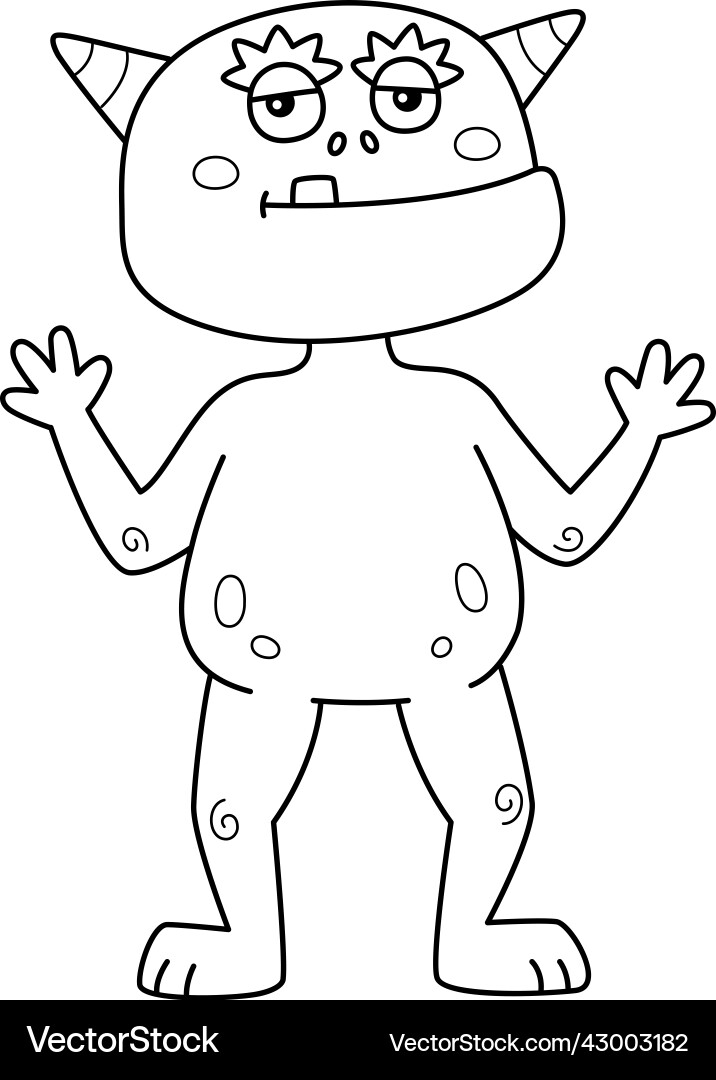 Monster cat coloring page for kids Royalty Free Vector Image