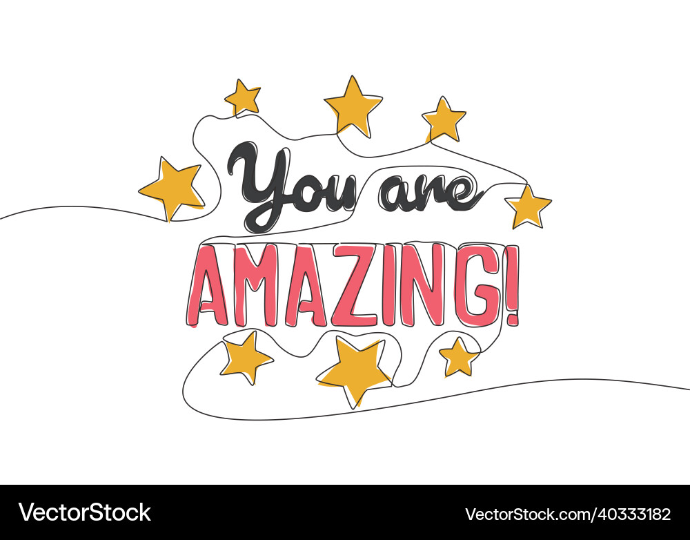 One continuous line drawing of motivational Vector Image
