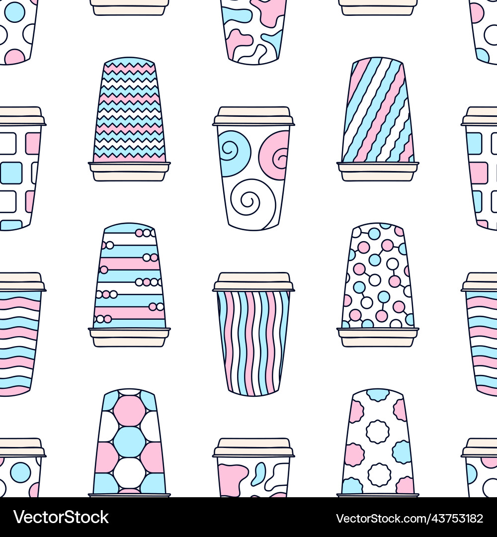 Seamless pattern of paper texture cups for coffee Vector Image