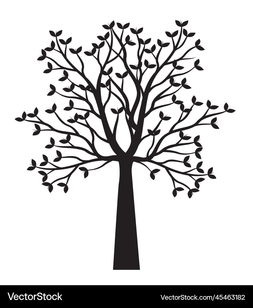 Shape of black tree with leaves outline Royalty Free Vector