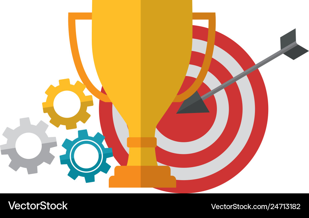 Trophy award cup with target arrow success and Vector Image