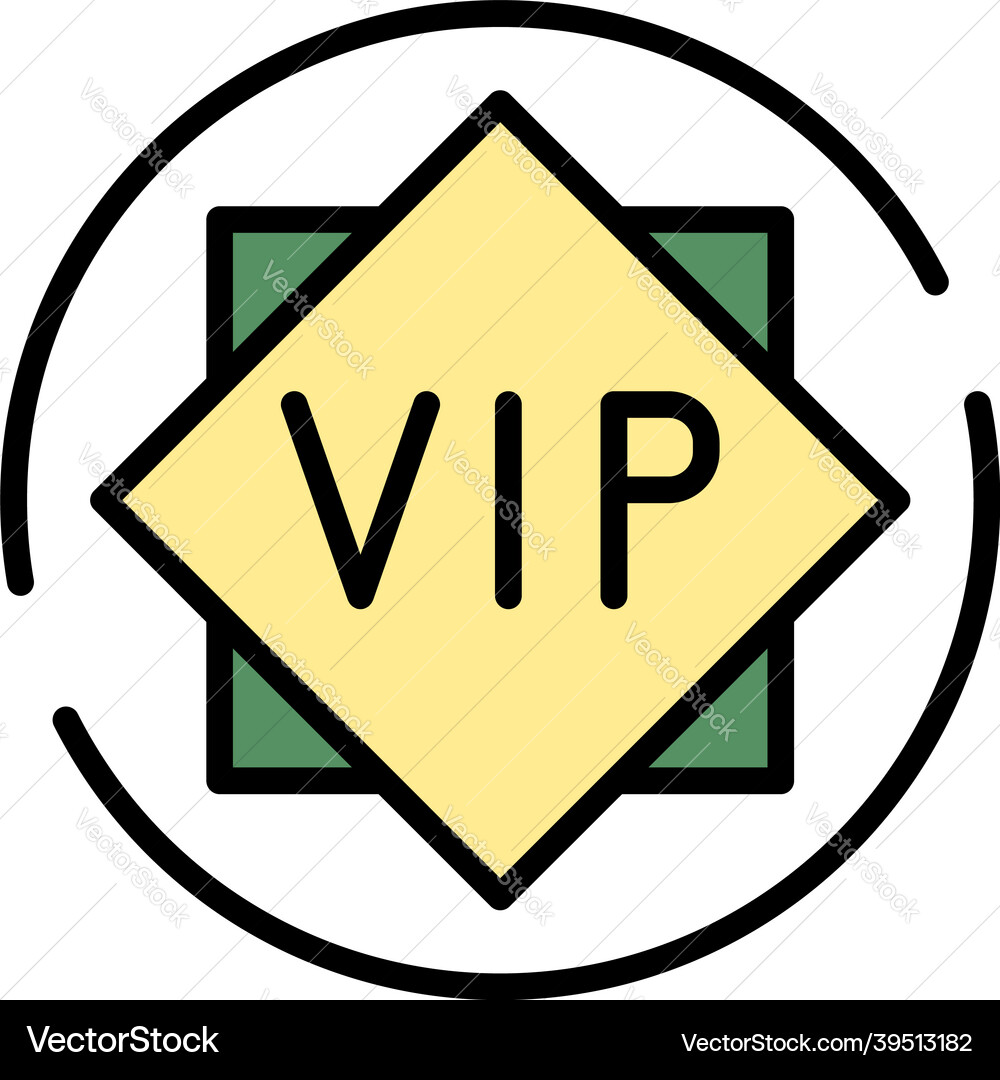 Vip sign icon color outline Royalty Free Vector Image