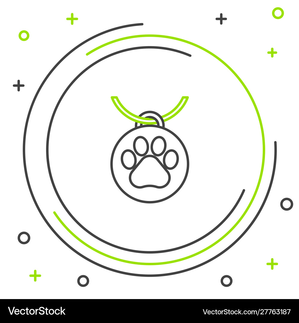 Black and green line collar with name tag icon Vector Image