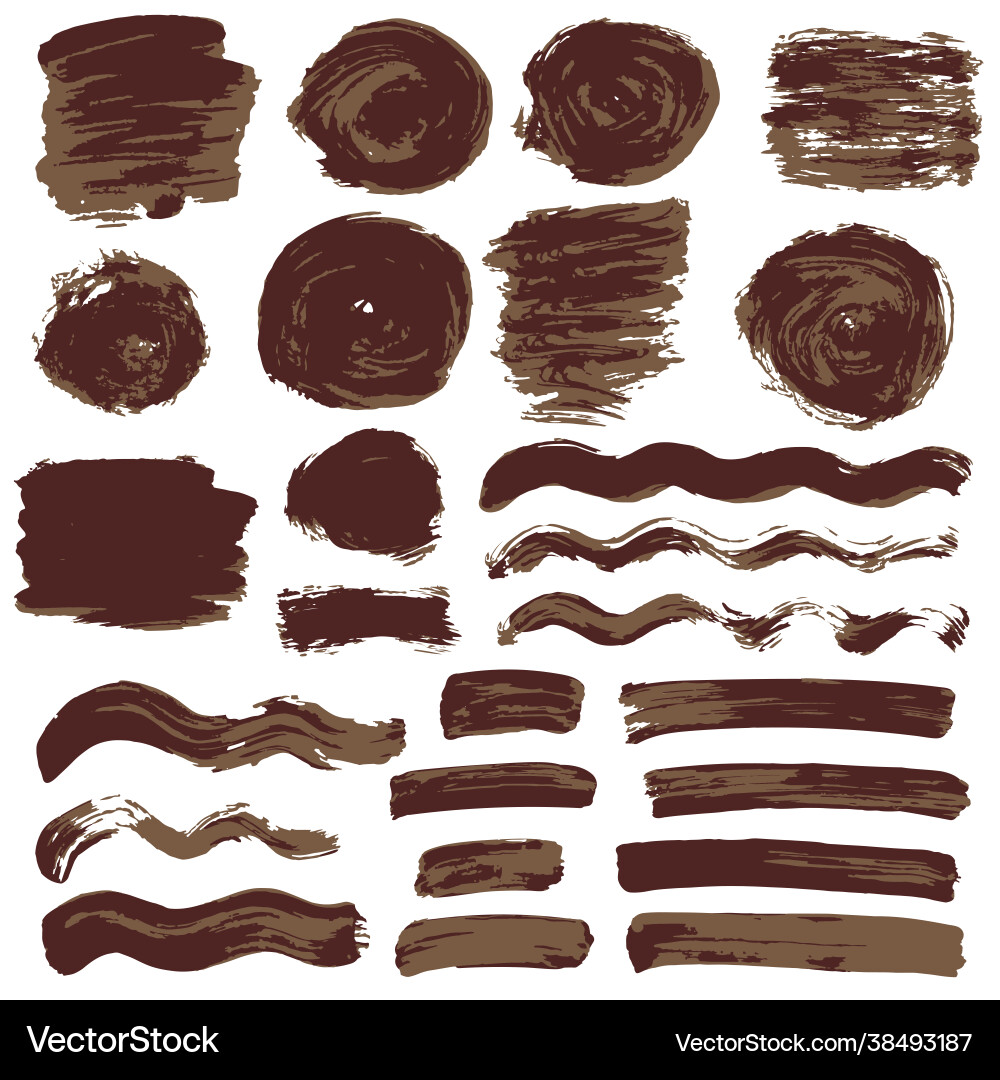 Collection ink ink brush strokes brushes lines Vector Image