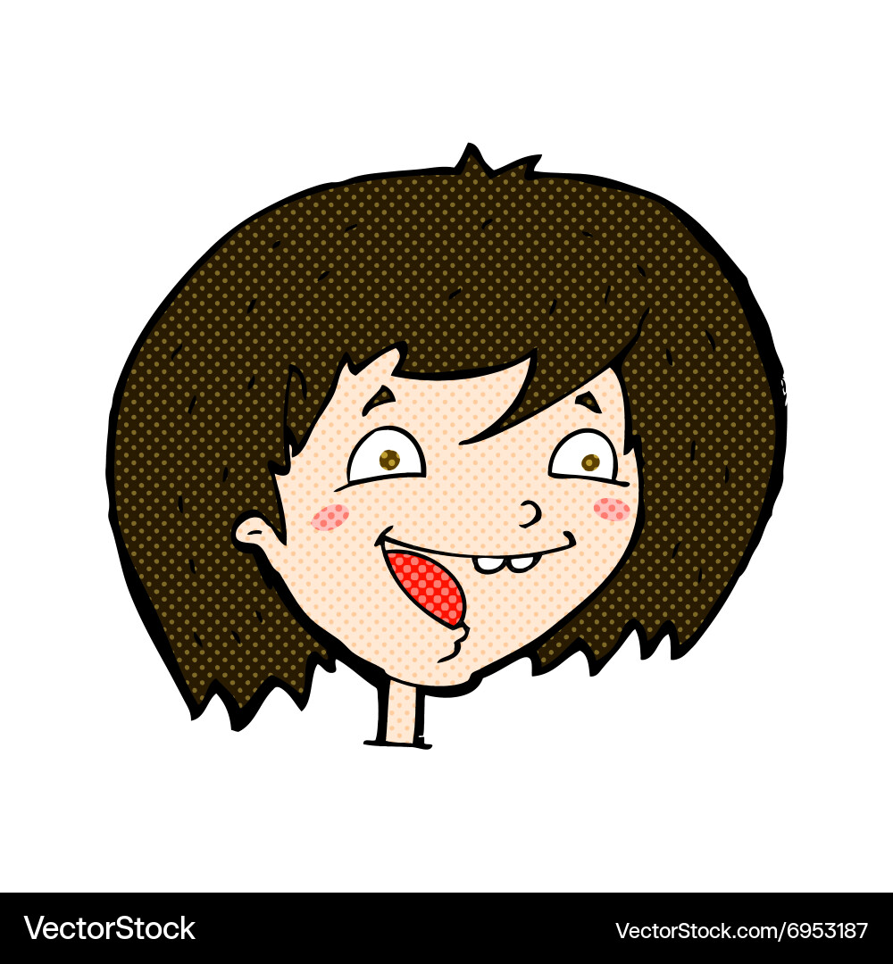 Comic cartoon happy girl Royalty Free Vector Image