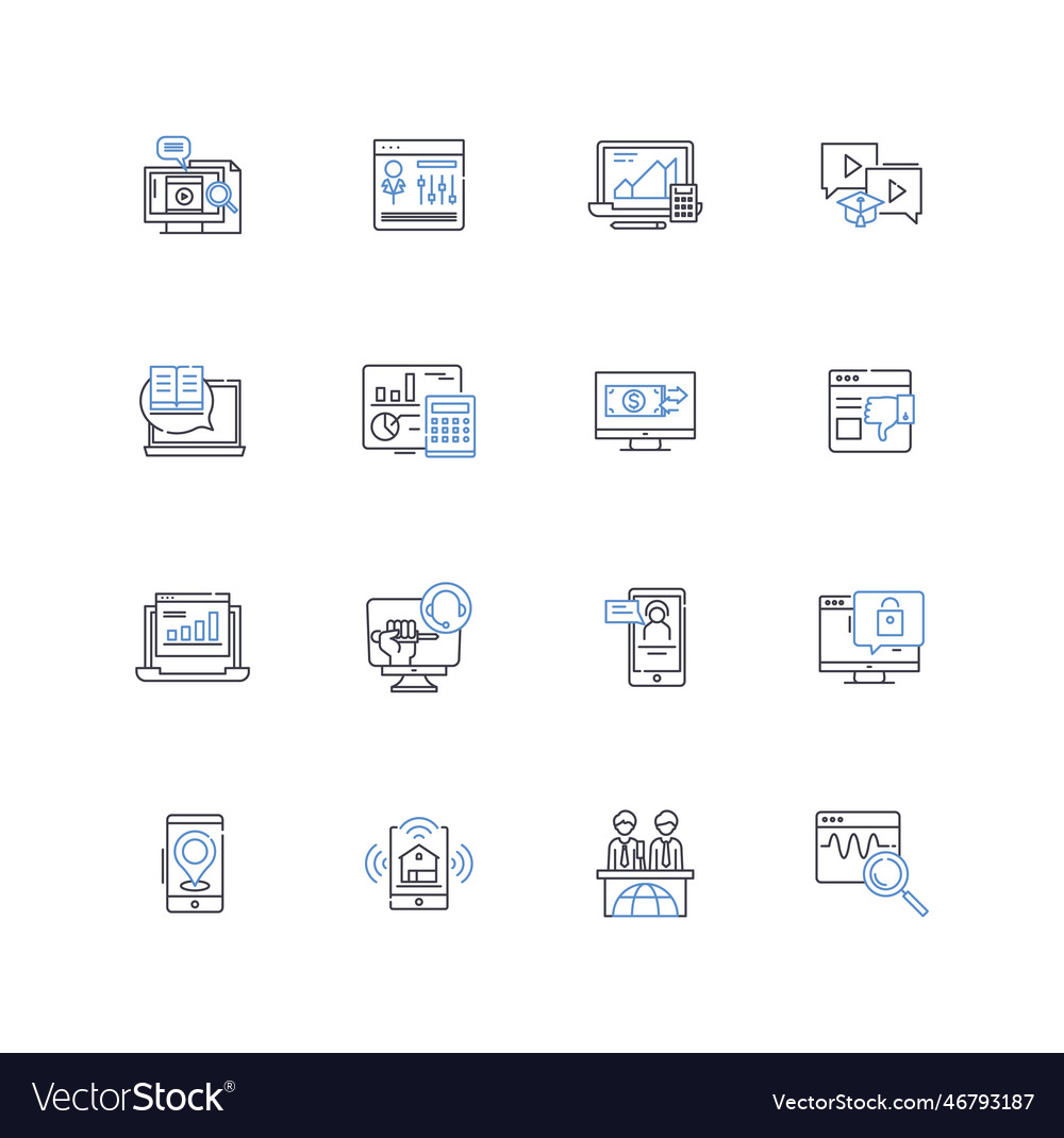 Company software line icons collection efficient Vector Image