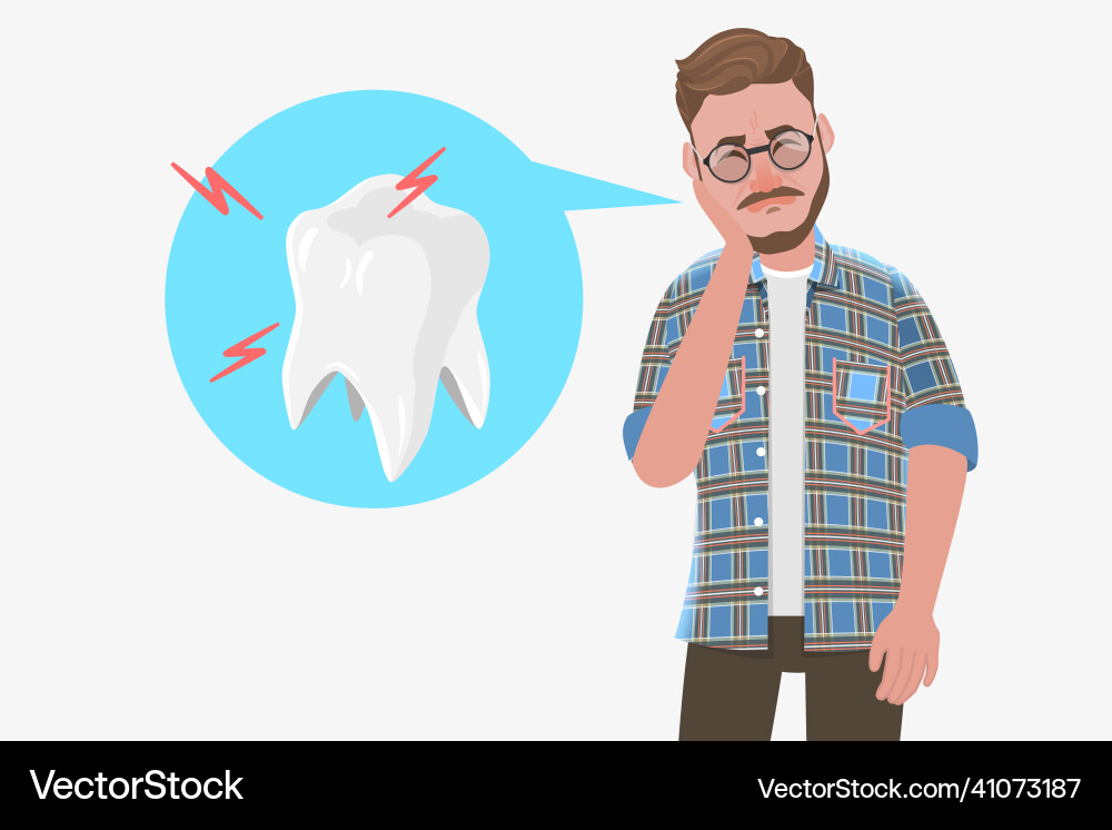 Flat conceptual of tooth pain Royalty Free Vector Image