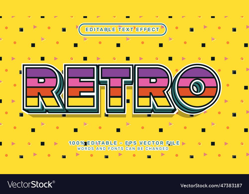 Retro Color 3d Text Effect And Editable Text Vector Image