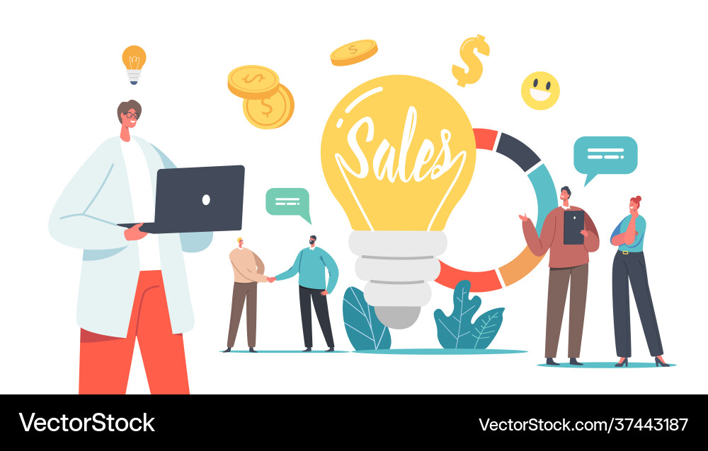 Sales strategies business concept with tiny Vector Image