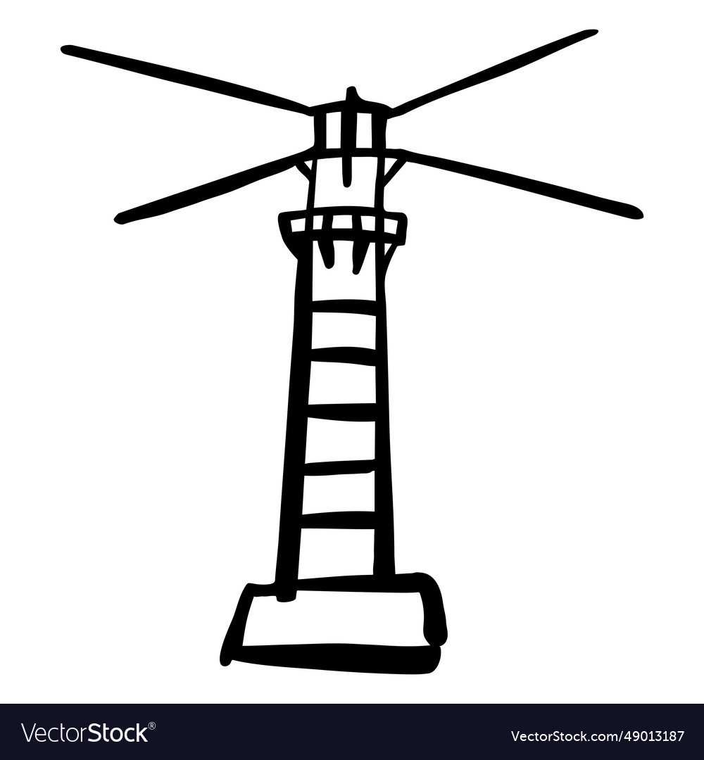 Stroke lighthouse tower Royalty Free Vector Image