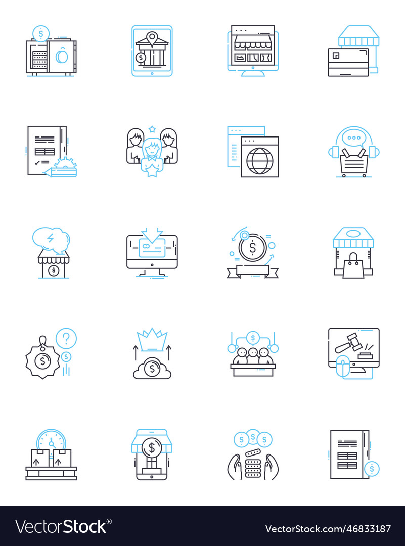 Trade wares linear icons set exchange barter Vector Image Trade wares linear icons set exchange barter Vector Image