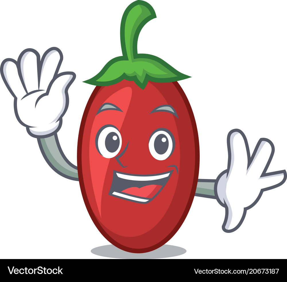 Waving goji berries character cartoon Royalty Free Vector