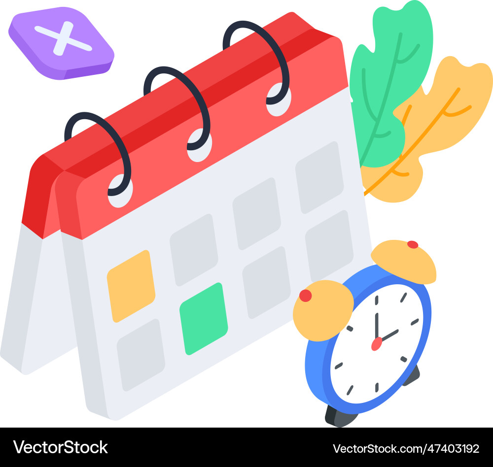 An isometric icon of schedule planning Royalty Free Vector
