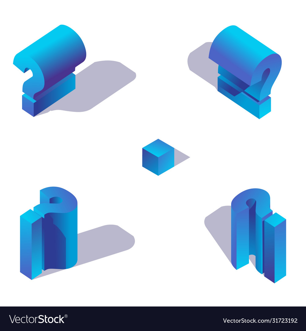 Blue isometric question mark with shadow problem Vector Image
