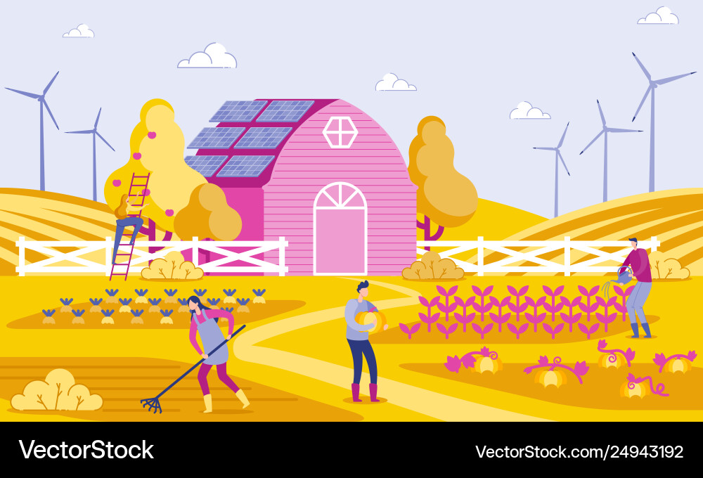 Green energy in farm flat Royalty Free Vector Image