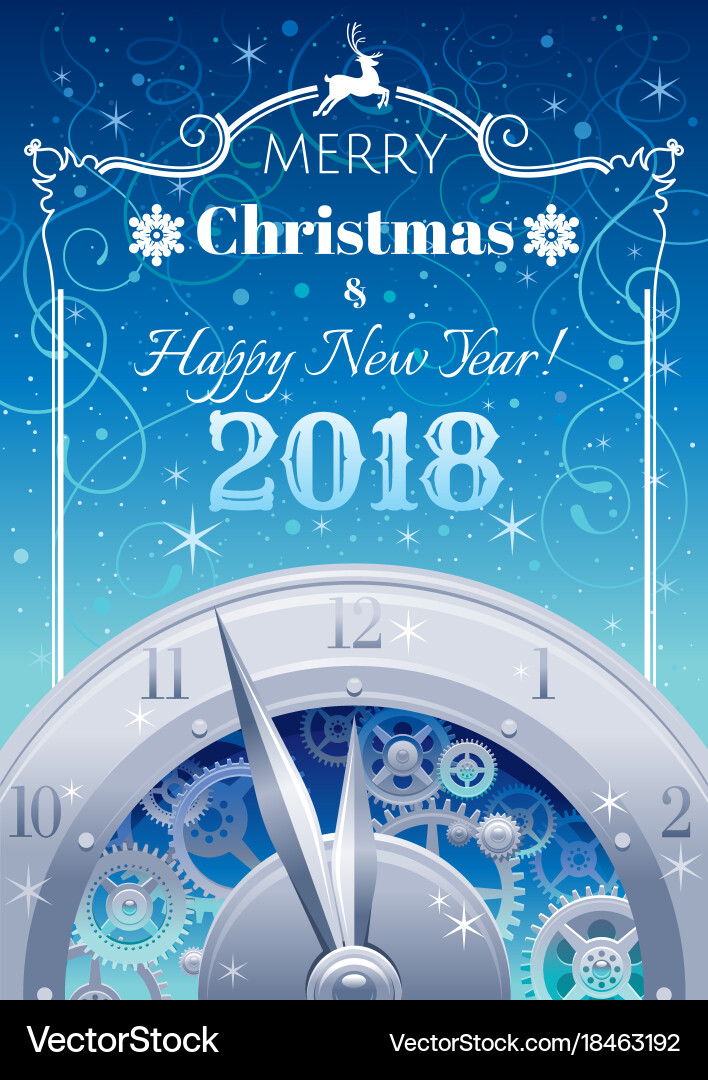 Happy new year 2018 silver logo icon Royalty Free Vector