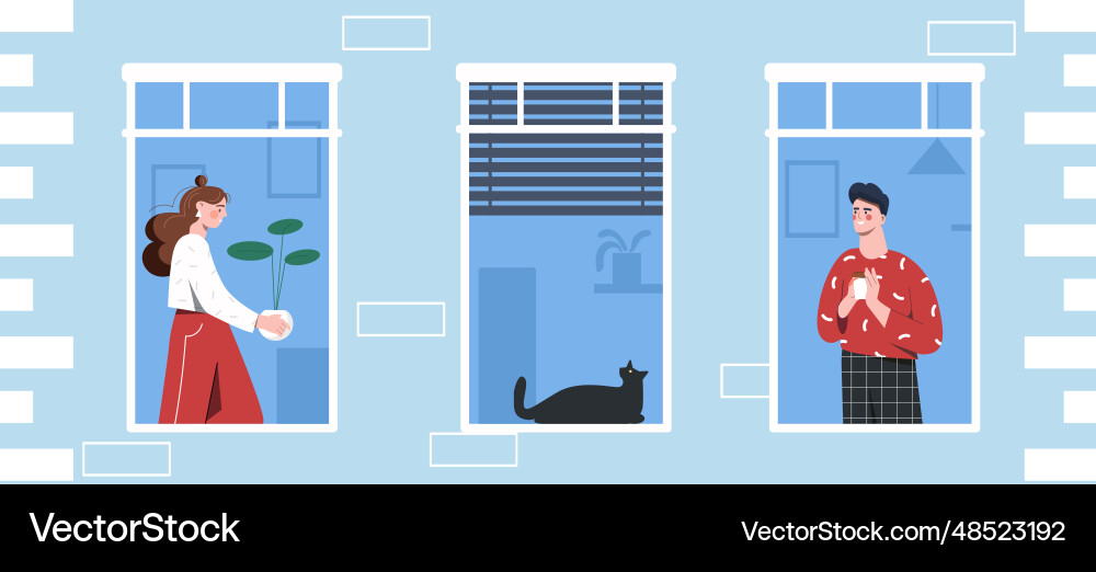 Neighbors in windows concept Royalty Free Vector Image