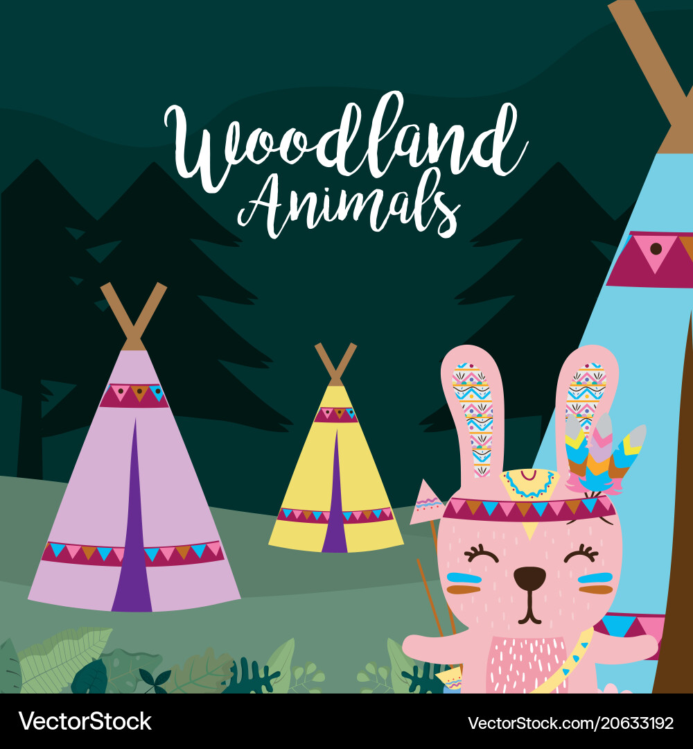 Rabbit wooland animals cartoon Royalty Free Vector Image