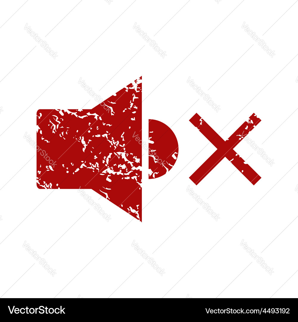 Red grunge no sound logo Royalty Free Vector Image