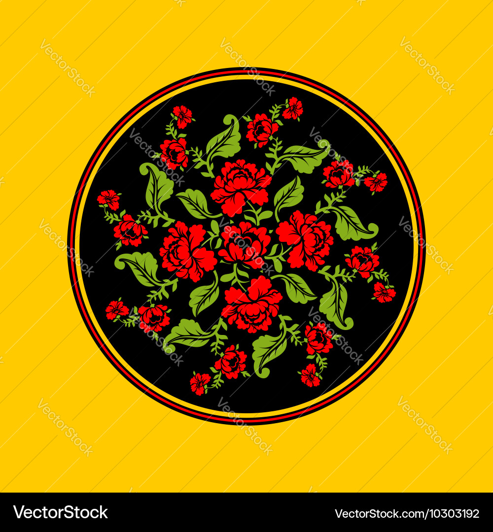 Russian national pattern painting oklahoma round Vector Image