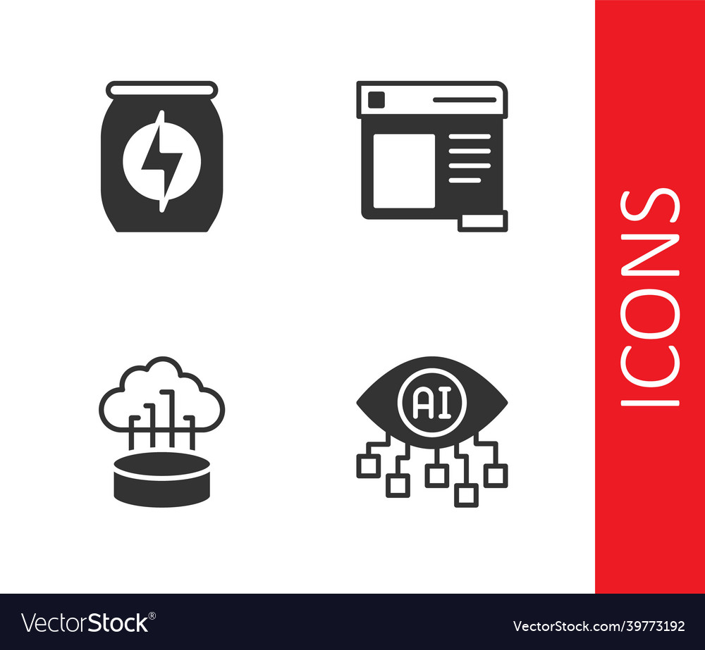 Set computer vision energy drink network cloud Vector Image Set computer vision energy drink network cloud Vector Image