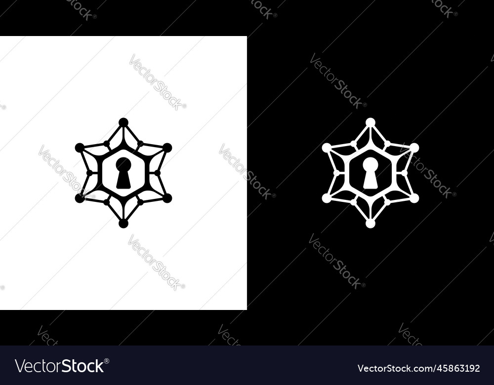 Technology logo key security monogram black Vector Image