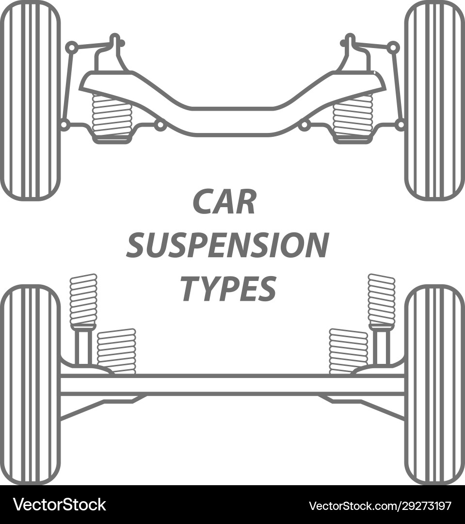 Car rear wheel suspension - solid axle beam and Vector Image
