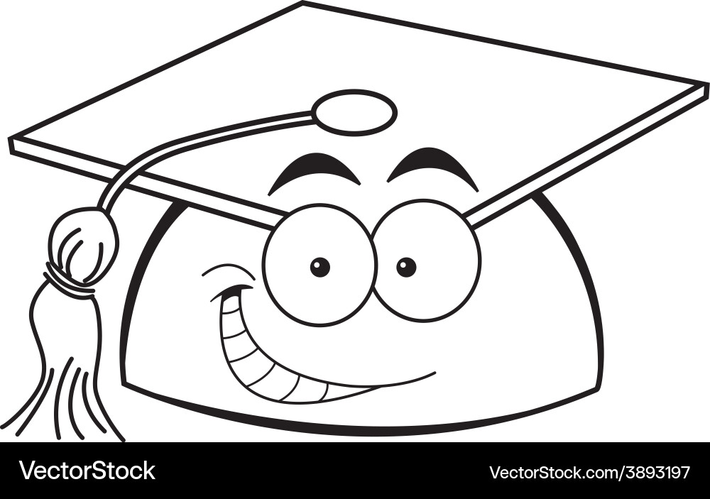 Cartoon smiling graduation cap Royalty Free Vector Image
