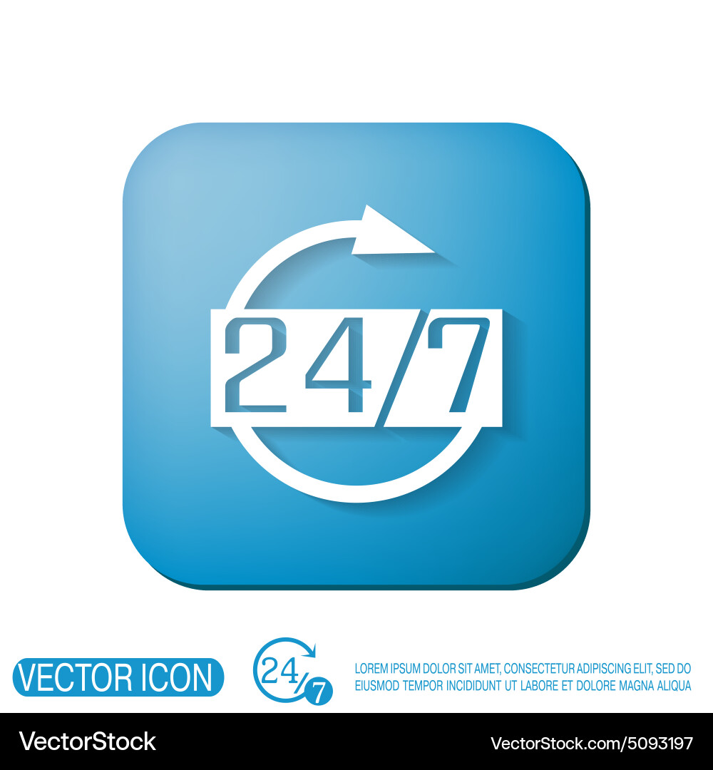Character 24 7 open hours a day and days Vector Image