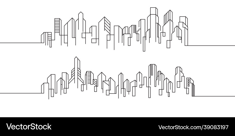 City building line art template Royalty Free Vector Image