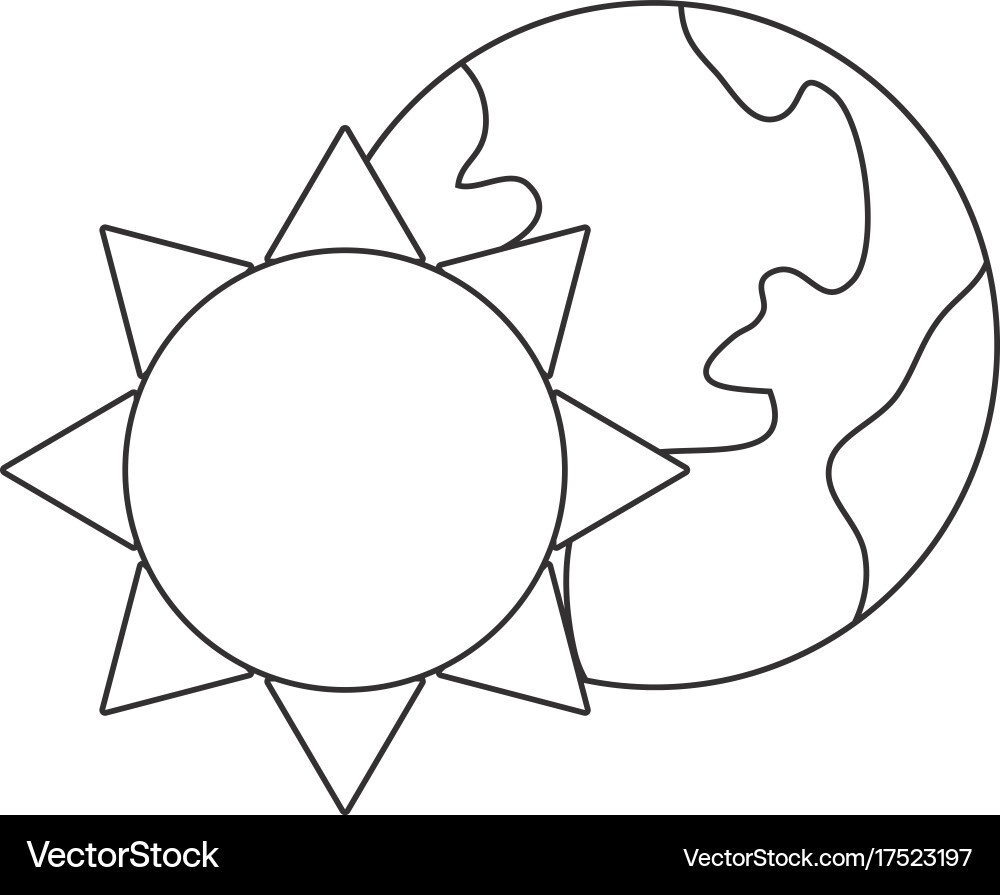 Earth planet and sun icon Royalty Free Vector Image