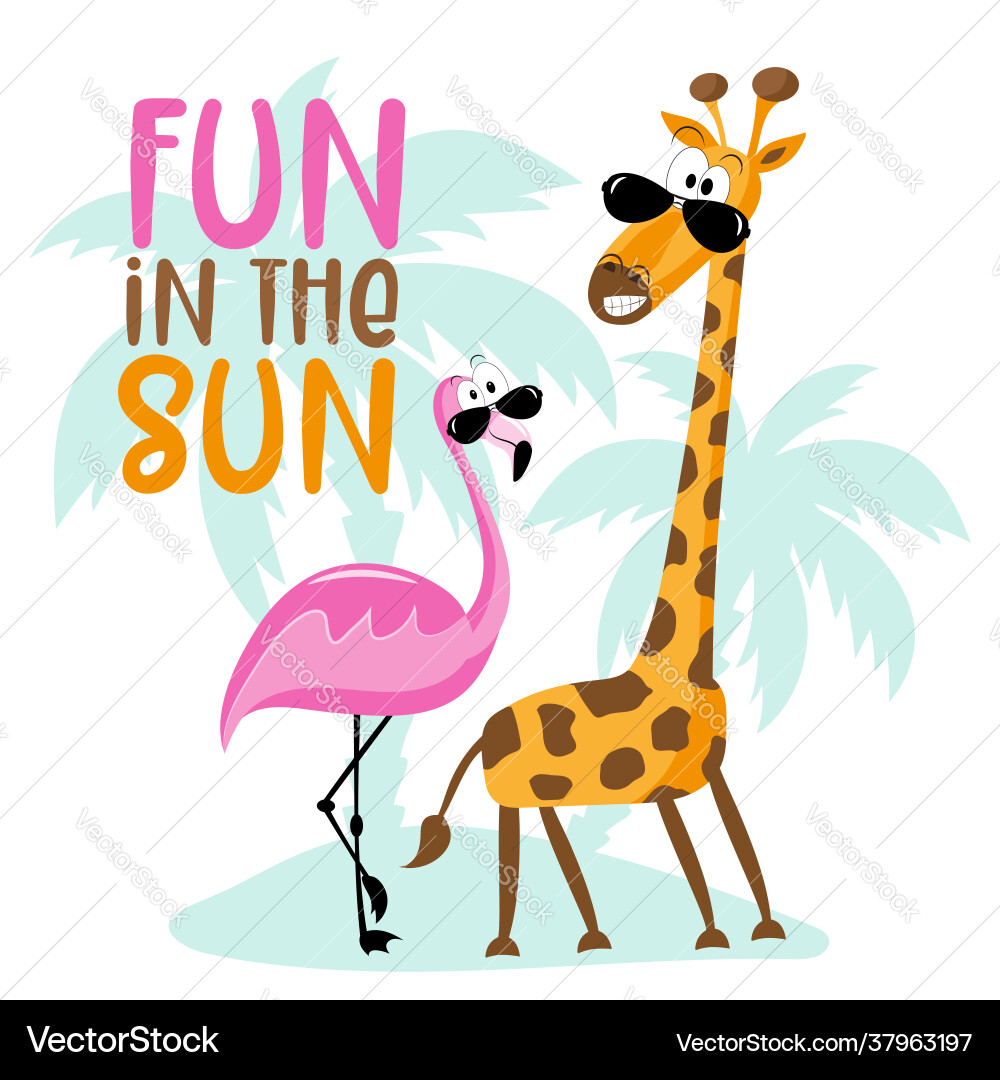 Fun in sun- happy summer slogan Royalty Free Vector Image