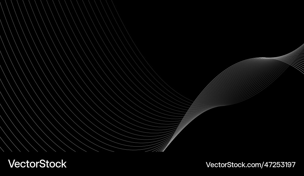 Grey abstract curved wavy lines on black Vector Image
