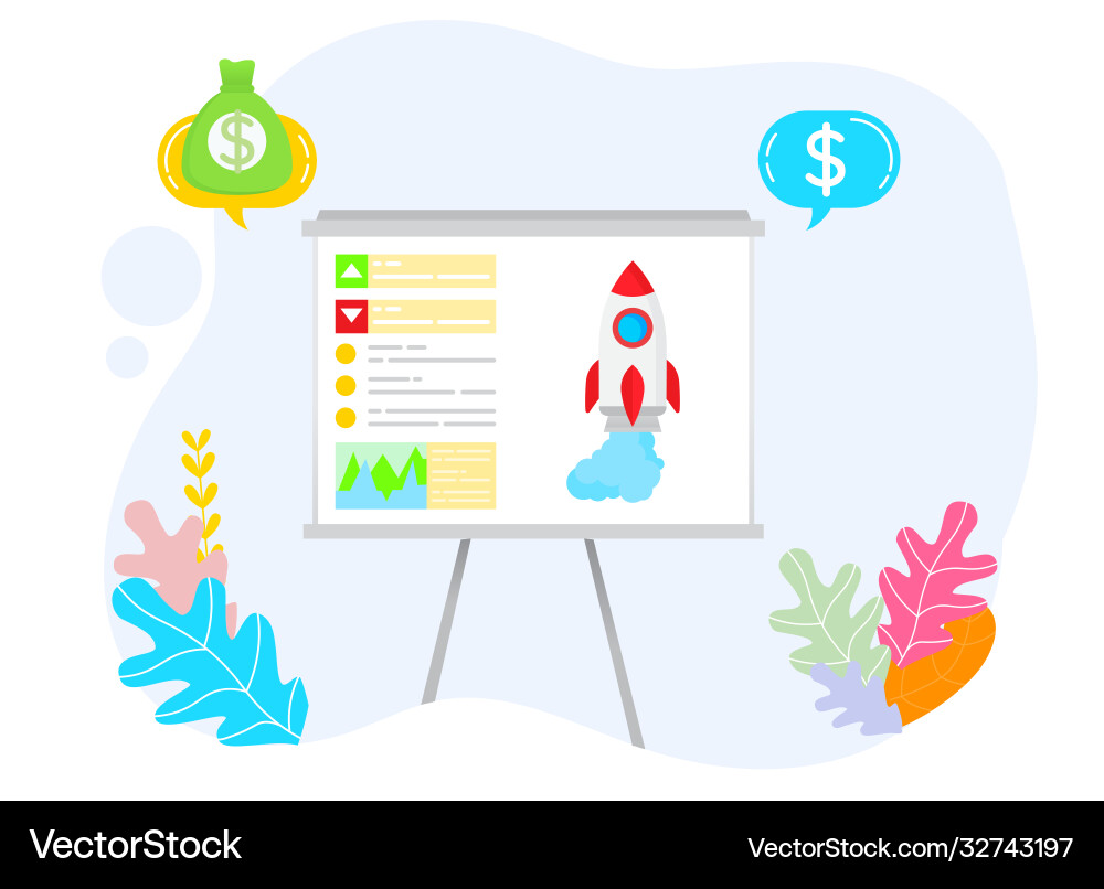 Information board with business strategy planning Vector Image