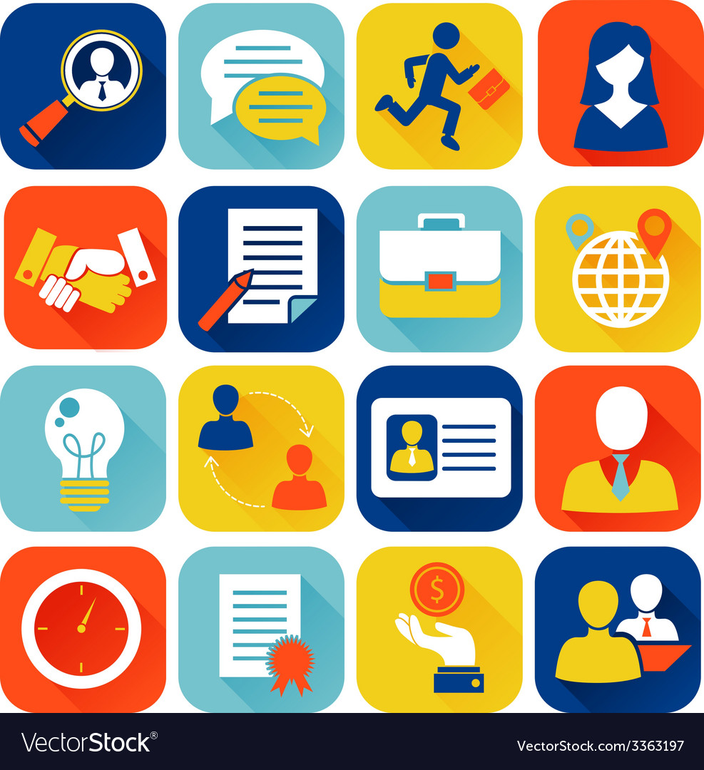 Job interview flat set Royalty Free Vector Image