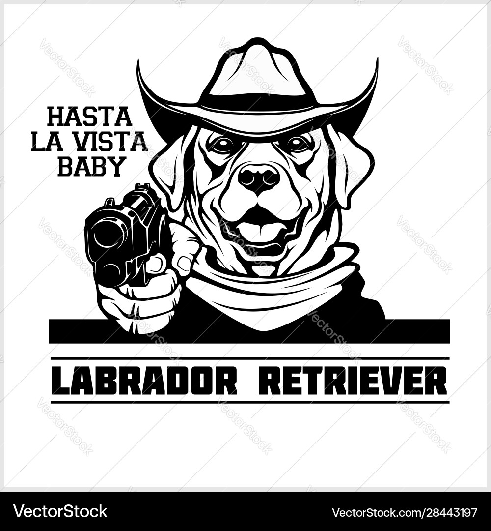 Labrador retriever dog with gun - labrador Vector Image