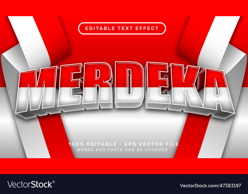 Merdeka editable text effect Royalty Free Vector Image