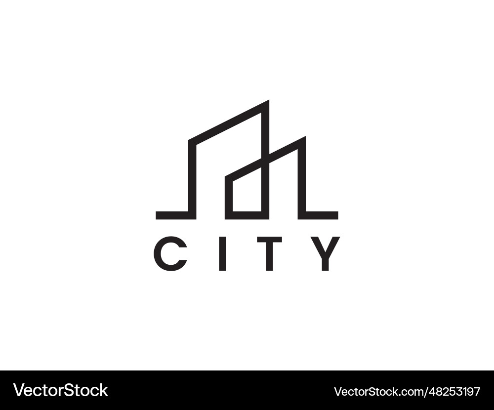 Minimal building city logo design Royalty Free Vector Image