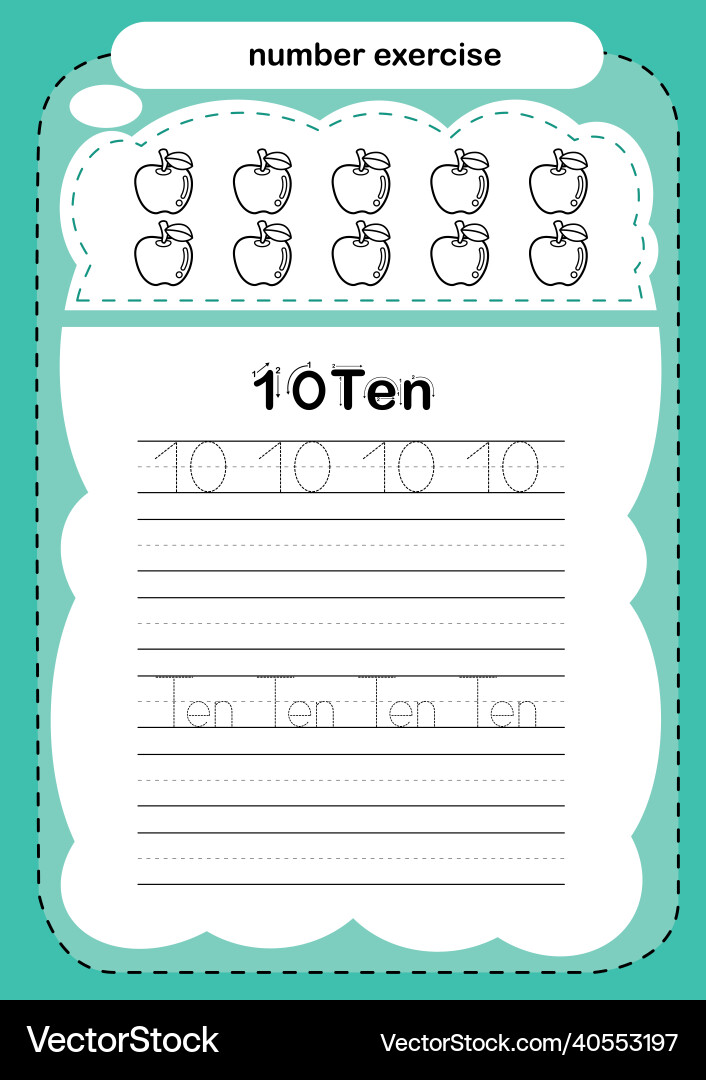 Number exercise with cartoon coloring book Vector Image