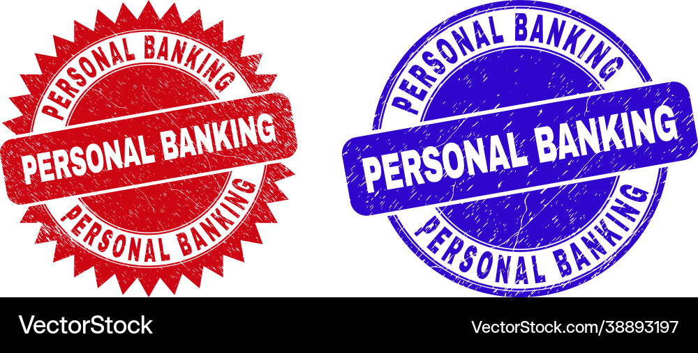 Personal banking round and rosette watermarks Vector Image