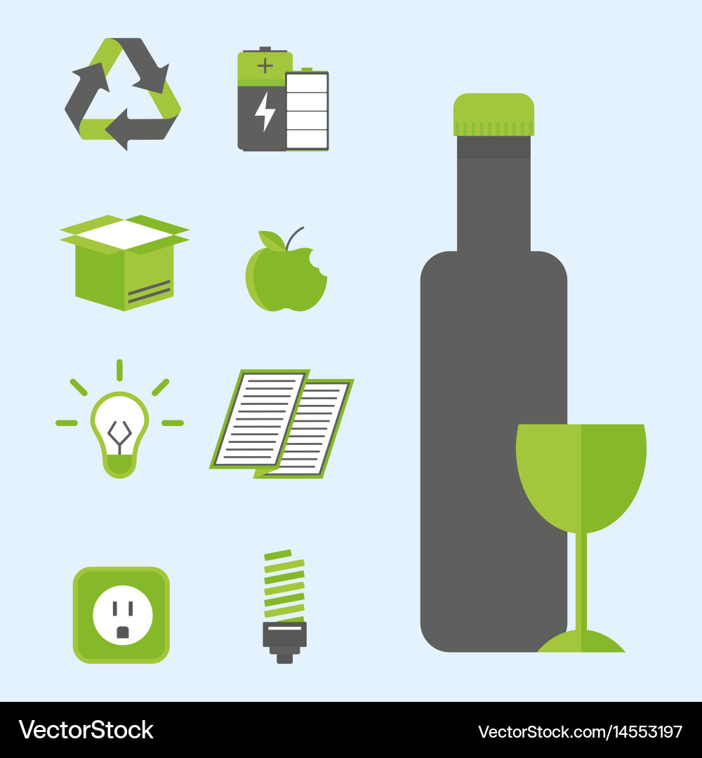 Recycling nature icons waste sorting environment Vector Image