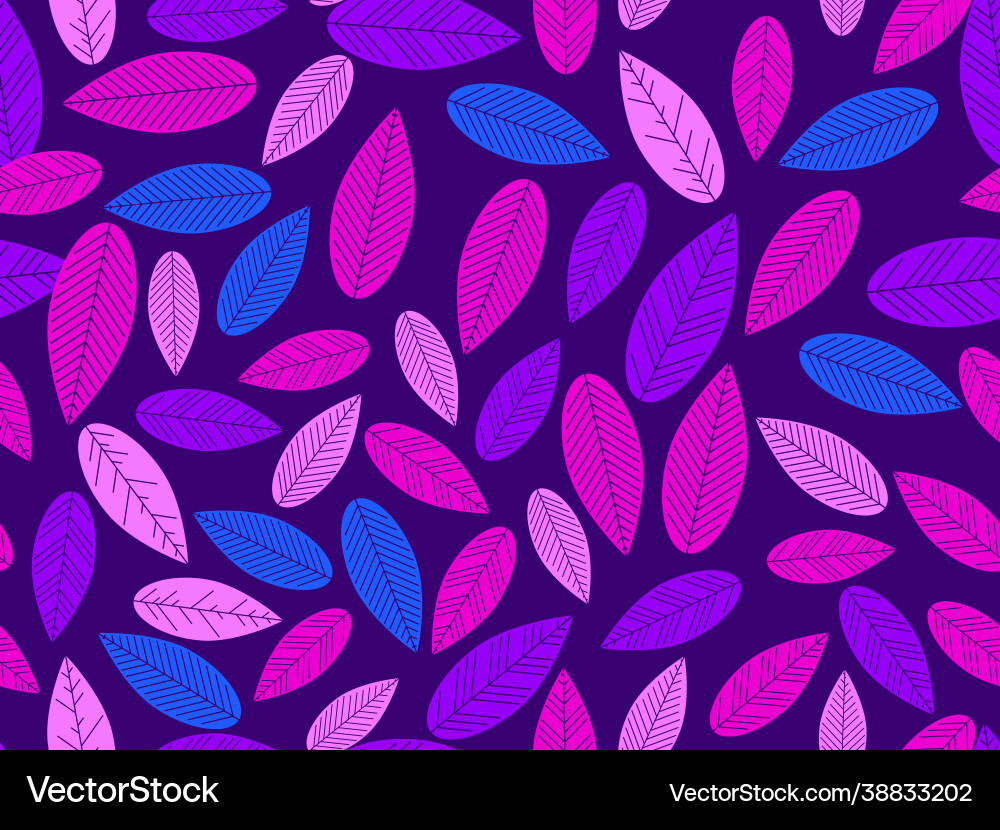 Colorful autumn leaves seamless pattern purple Vector Image