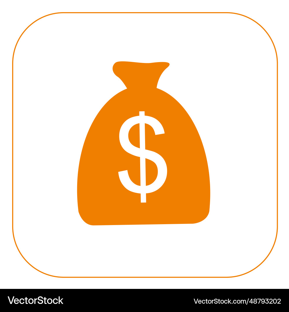 Dollar bag square icon framed Royalty Free Vector Image