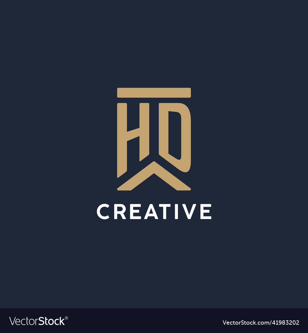 Hd initial monogram logo design in a rectangular Vector Image