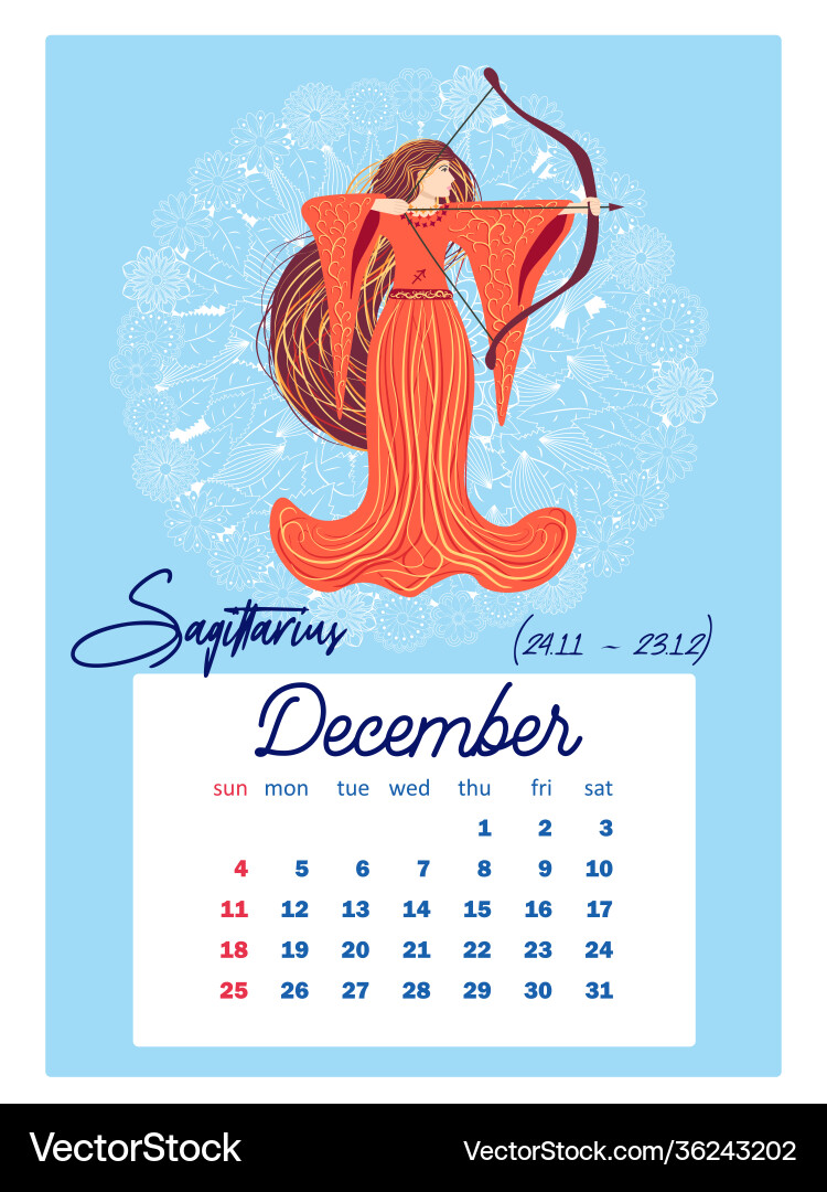 Horoscope vertical calendar for 2022 week starts Vector Image