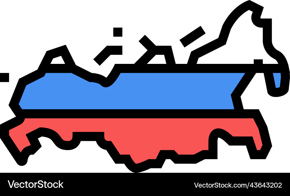 Russia country map flag color icon Royalty Free Vector Image