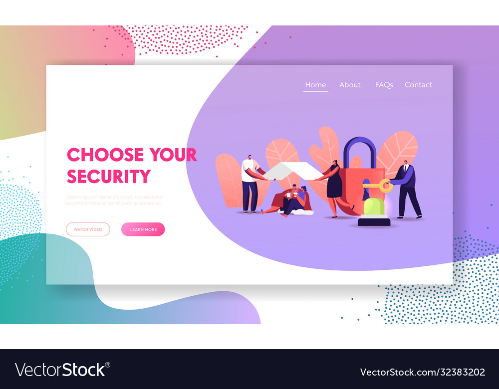 Security landing page template characters Vector Image