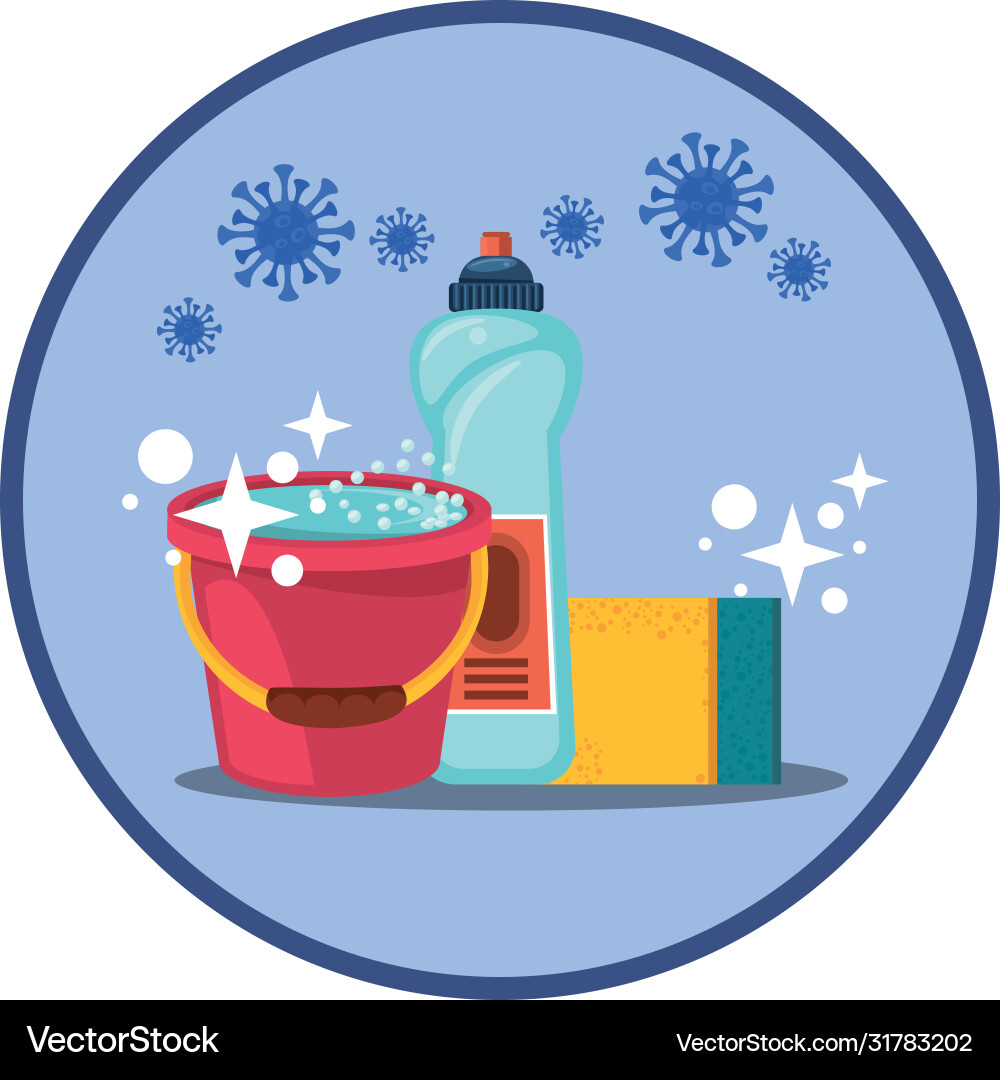Set housekeeping tools for disinfect your house Vector Image