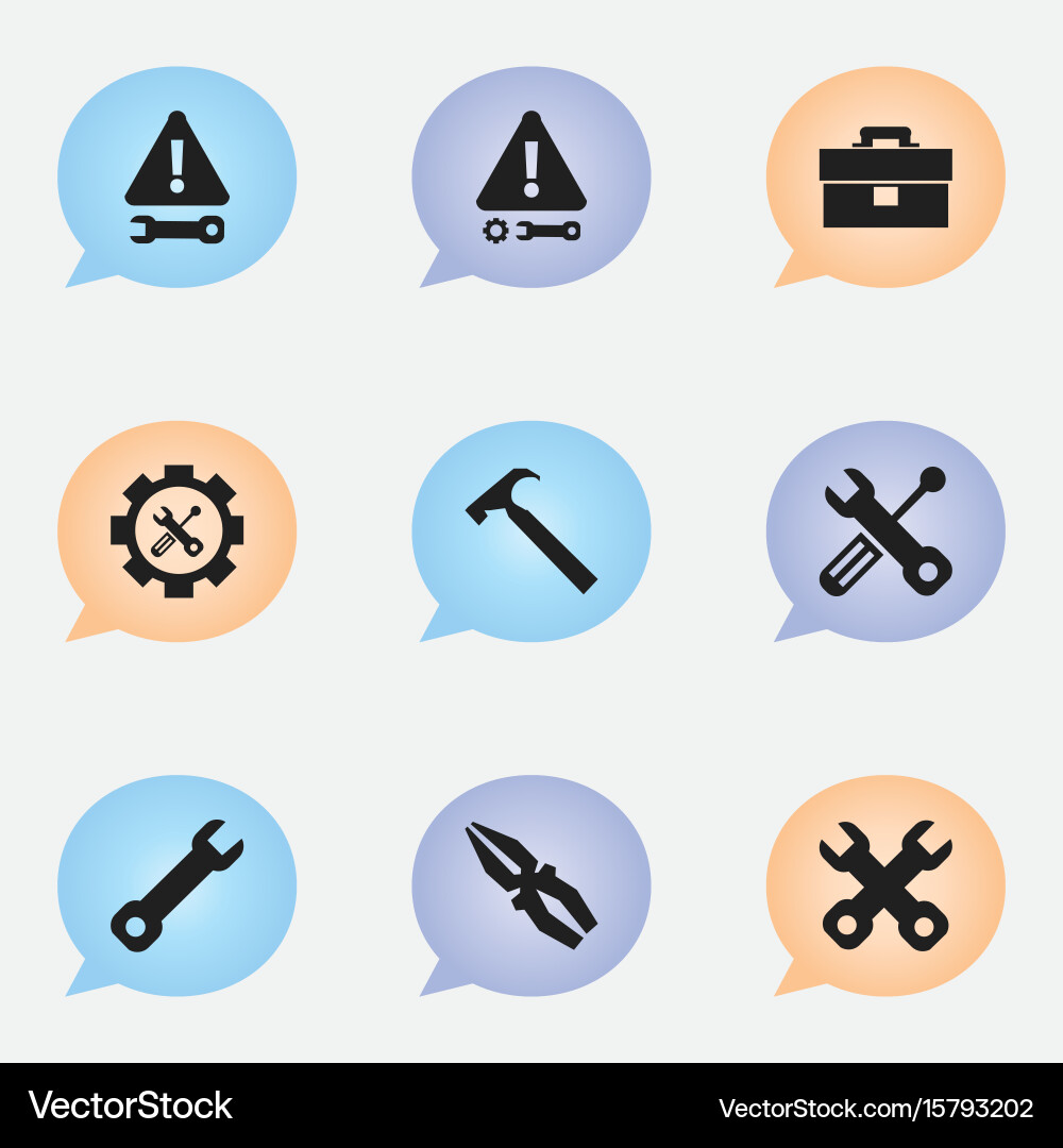 Set of 9 editable tool icons includes symbols Vector Image